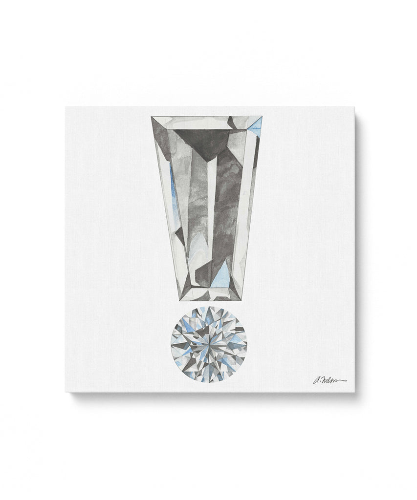 Diamond Exclamation Point Watercolor Rendering printed on Canvas ...