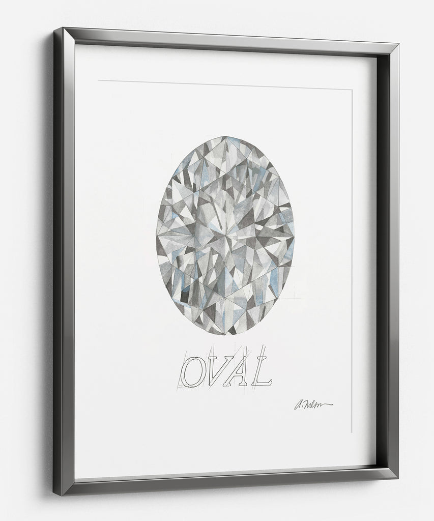 Oval Diamond Watercolor Rendering printed on Paper – Juler's Row