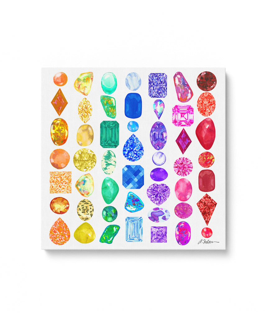 Rainbow Gemstone Rendering Series I Watercolor on Canvas – Juler's Row