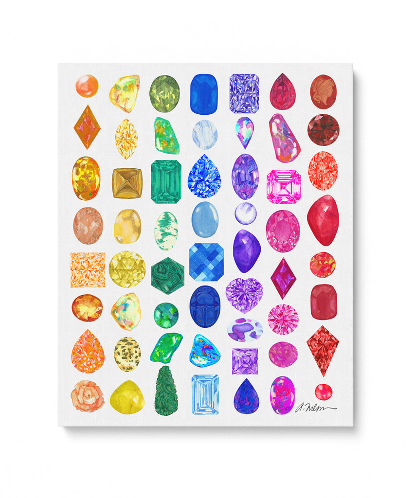 Rainbow Gemstone Rendering Series I Watercolor on Canvas – Juler's Row